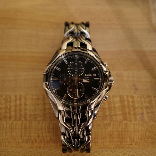 Seiko Men's Solar Excelsior Stainless Steel Chronograph Watch SSC139 ...