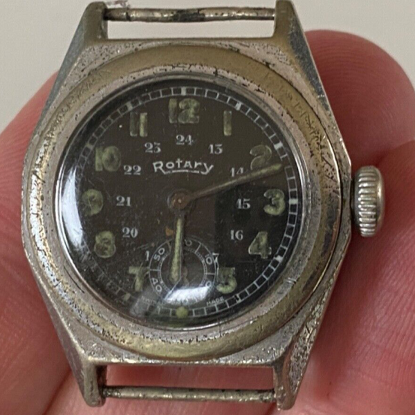 Vintage Rotary Military Style Mens Watch Small case full working order ...