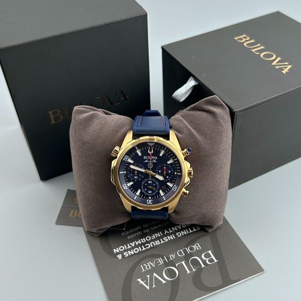 Bulova Marine Star Blue Dial 97B168 Silicone Strap Men's Chronograph ...