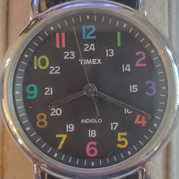 Timex Weekender Unisex Rainbow Numerals Quartz Indiglo Nylon Nato Strap ...
