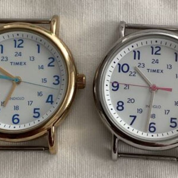 Timex Indiglo Watch Face Silver & Gold - Tested - FACE ONLY - PREOWNED ...
