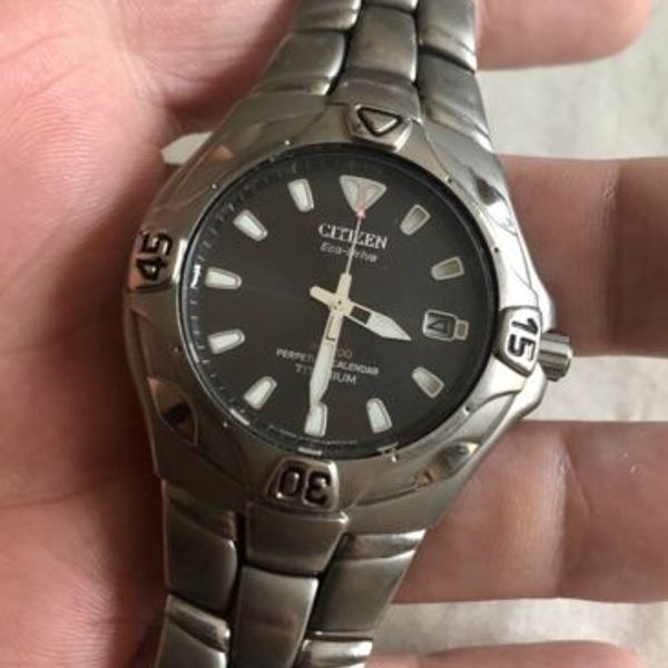 Citizen Eco Drive TITANIUM Watch E710-H26183TA Black Dial New Capacitor ...