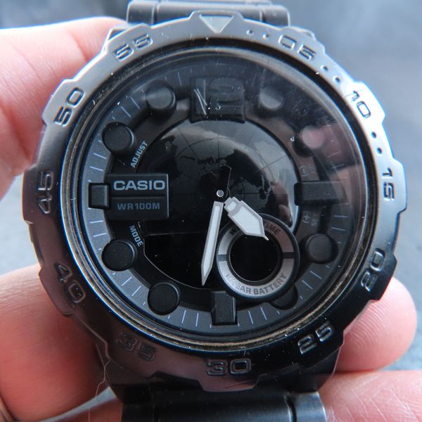 AEQ-100 Casio World Time 3 Alarm WR 100M Quartz Men Watch | WatchCharts ...