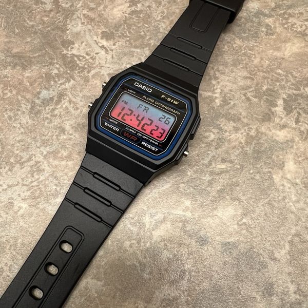 Modified Casio F-91W - Custom Screen Mod Blue-Red | WatchCharts Marketplace