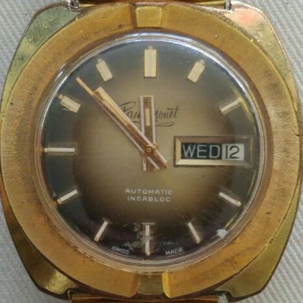 Paul Monet 17 Jewel Men's Automatic Watch 2789 Gold Tone Working 36mm ...