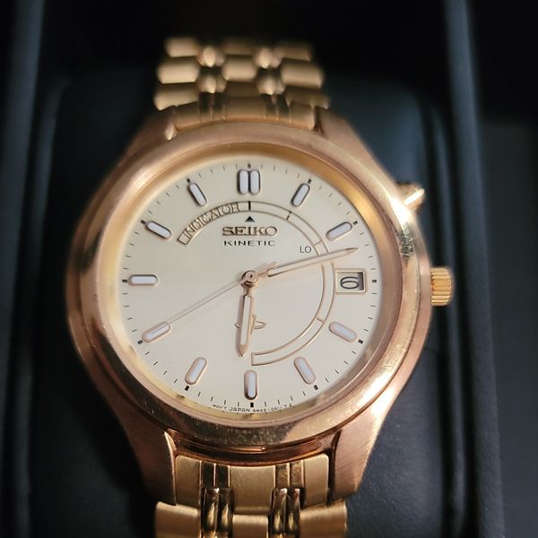 1986 Seiko Kinetic / Model 5M42-0A19 / Skeleton Back / Gold Tone ...