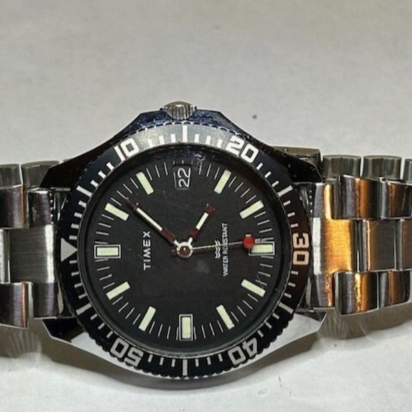 Vintage Timex Diver Watch Red Dot Mechanical Manual Wind | WatchCharts ...
