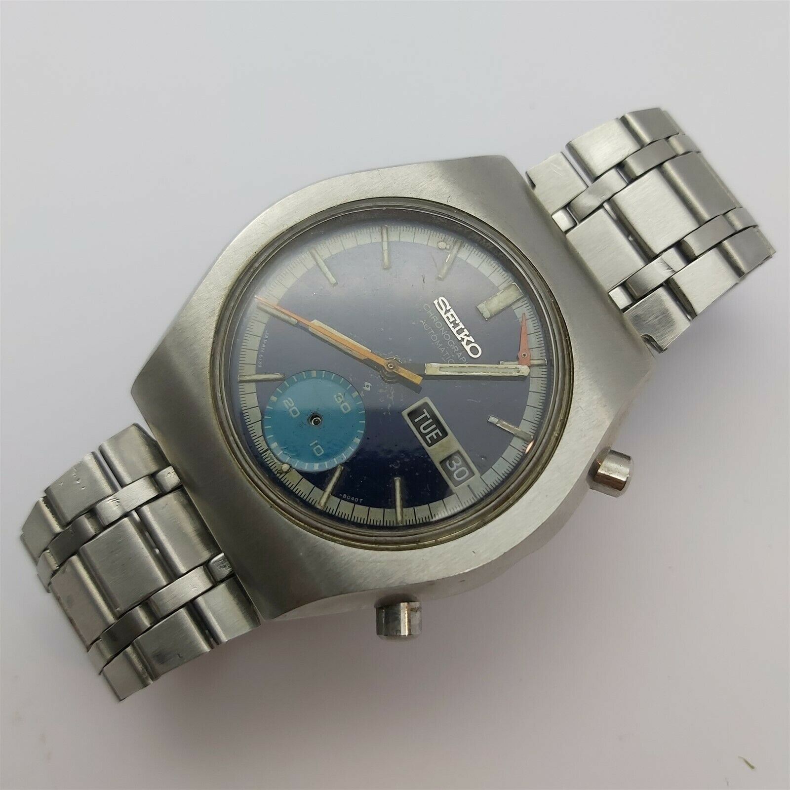 PROJECT FIX SEIKO 6139 8020 MENS SS AUTOMATIC DAY DATE 951885 WATCH EU ...