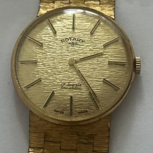 VINTAGE ROTARY GOLD PLATED 17JEWEL INCABLOC MANUAL WATCH GWO ...