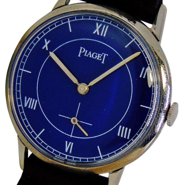 Vintage PIAGET blue dial roman numerals manual wind SWISS WATCH just ...