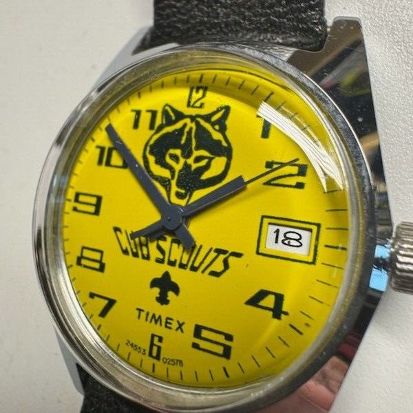 Timex Wind Up 1978 Cub Scout Yellow Dial 30MM Runs Good | WatchCharts ...