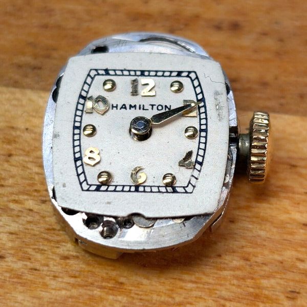 Vintage 1950s HAMILTON 750 5846A 17 Jewel 13mm Watch Movement PARTS or ...