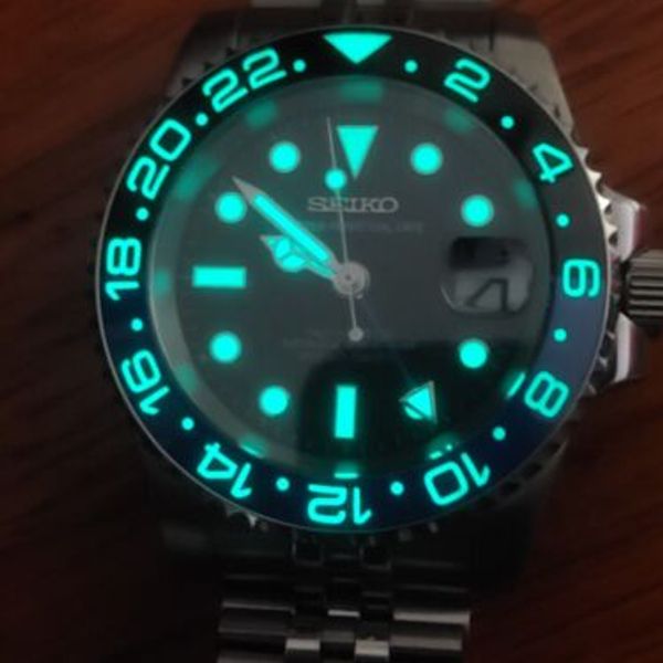 Seiko Batman GMT Automatic Watch Custom Mod NH34 | WatchCharts Marketplace