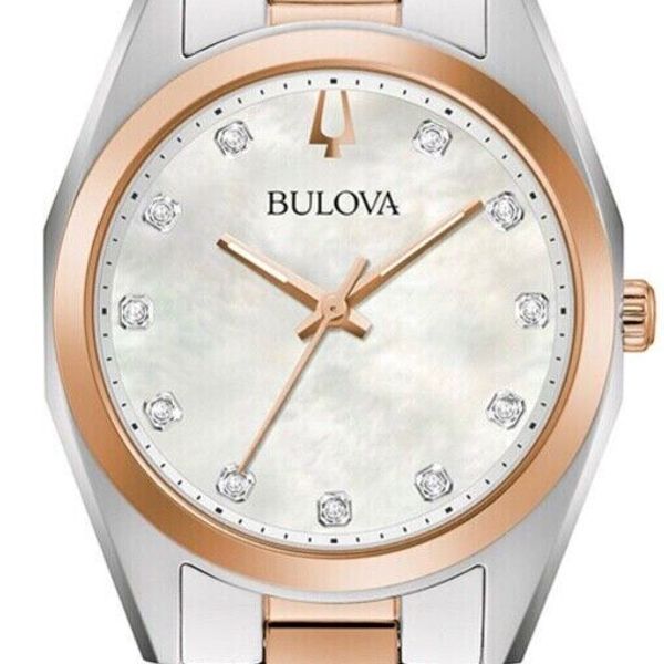 Bulova 98P207 LADIES WATCH Surveyor Mother of Pearl Rose Gold NEW WITH ...