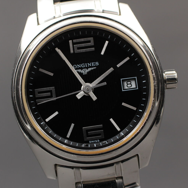 [Exc+5] Vintage Longines Lungomare L3.132.4 Date Black 26mm Quartz ...