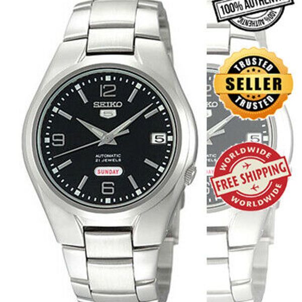 Seiko 5 Automatic SNK623 SNK623K1 Men's Day Date Black Dial Steel Watch ...