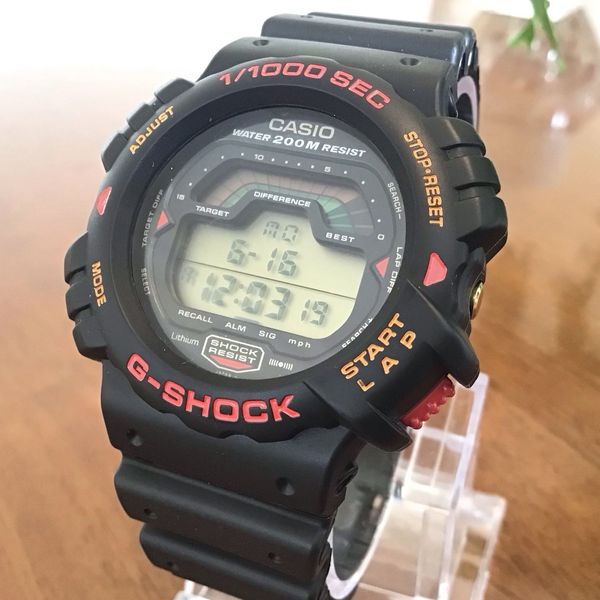 NOS 1990 Casio G-Shock DW-6000G-1V 1/1000th Stopwatch + Box and Papers ...