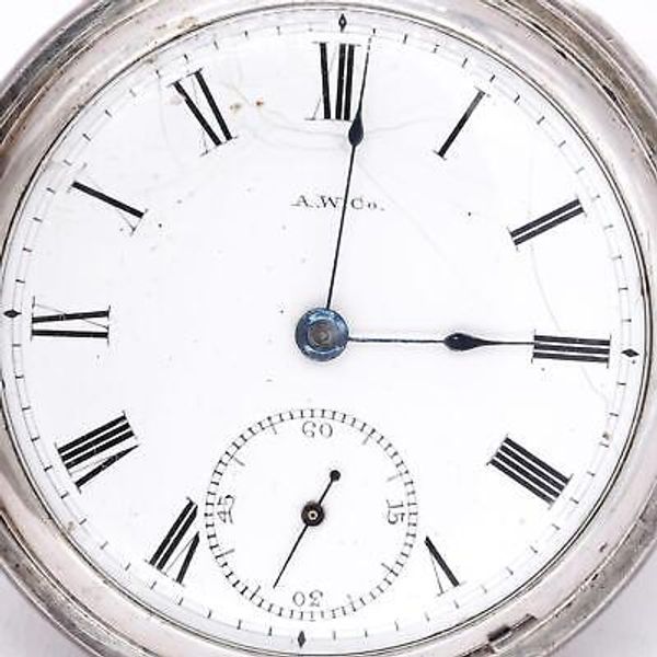 AWC Waltham Coin Silver Sterling Grade 7 Jewel Hunter Pocket Watch NOT ...