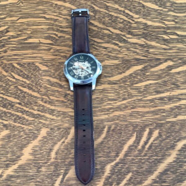 Fossil ME 3100 111510 Stainless Steel Mens Skeleton Watch & Leather ...