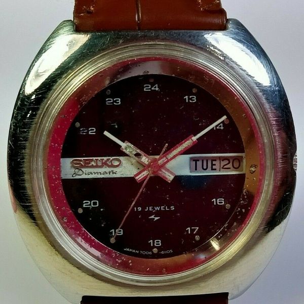 Vintage Seiko Diamatic 7006 Movement Day Date Dial Analog Mens Wrist ...