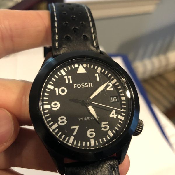 [WTS] FOSSIL AEROFLITE AM4515 Black Quartz Watch with new rally strap ...