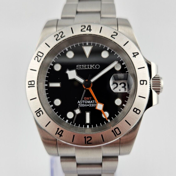 Seiko Explorer 2 GMT Mod Automatic NH34 Saphir Mods Diver 100M + Box ...