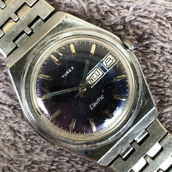 Vintage Timex A Cell Men Electric Day Date Quartz For Watch Parts Or ...