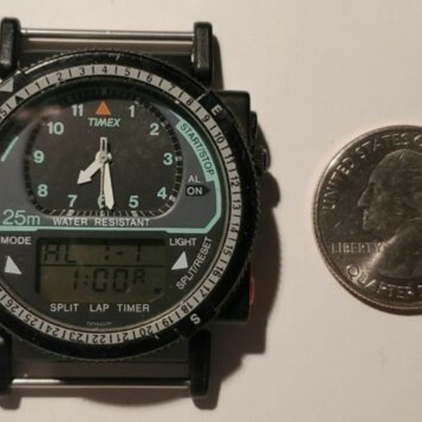 RARE MEN'S TIMEX ZULU 633 DUAL TIME ANA/DIGITAL WATCH NEW BATTERY NEEDS ...