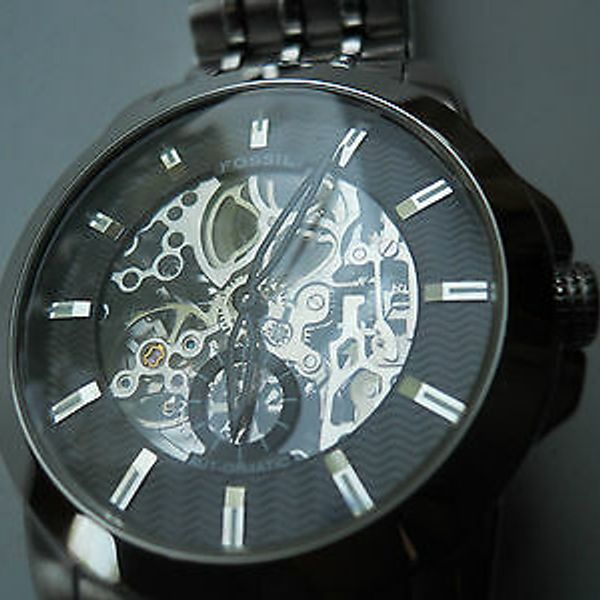 Fossil skeleton Automatic men's water resistant stainless steel watch ...