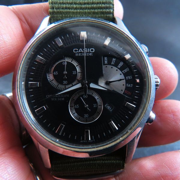BEM-501 Casio Beside Chronograph Daydate Quartz Men Watch | WatchCharts ...