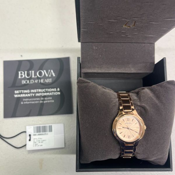 Bulova Women's Watch 97L151 Quartz Rose Gold Tone Dial 28mm Stainless ...
