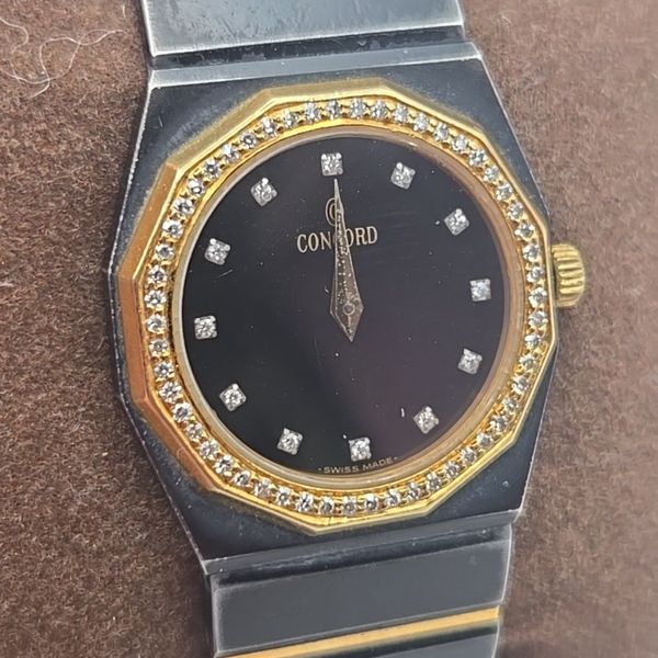 Concord Mariner SG Quartz Diamond Dial Bezel 18k Black PVD Steel Women ...