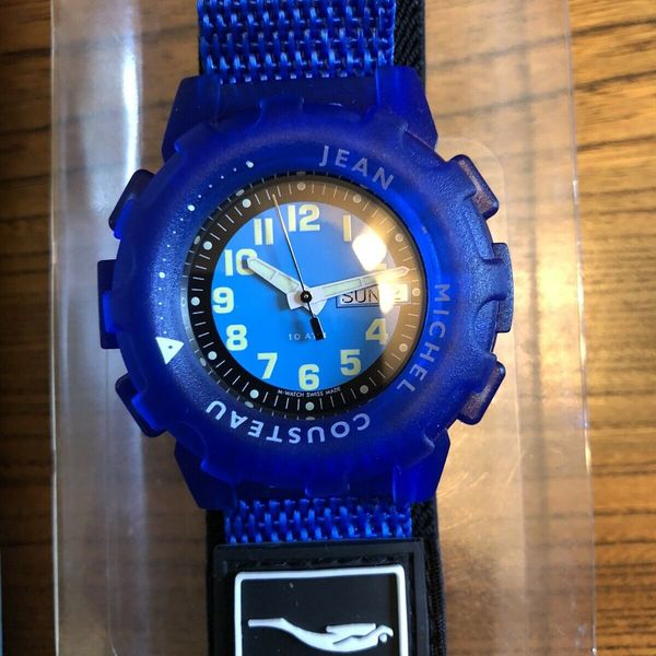 90"s New Old Stock M Watch Mondaine Swiss Watch Jean Michel Cousteau ...