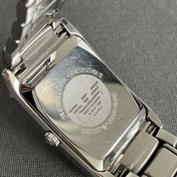 Emporio Armani Stainless Steel Tank Style Quartz Watch. Swiss Ronda ...