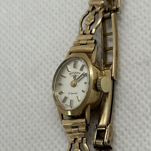 Vintage 9ct Solid Gold Rotary Ladies Watch, w/ Solid Gold Bracelet ...