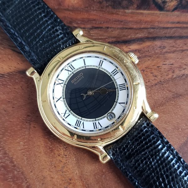 Vintage Seiko Quartz Age of Discovery Men's Wristwatch Japan, Gold Tone ...