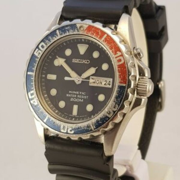 VINTAGE 2002 SEIKO SMY003P PEPSI KINETIC 200M DIVER 5M63-0A10 NEW ...