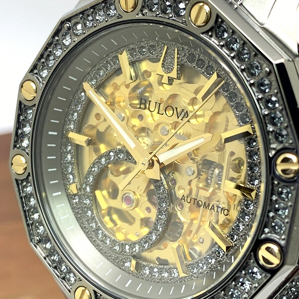 Bulova Men's Watch 98A293 Automatic Skeleton Dial Black Gunmetal ...