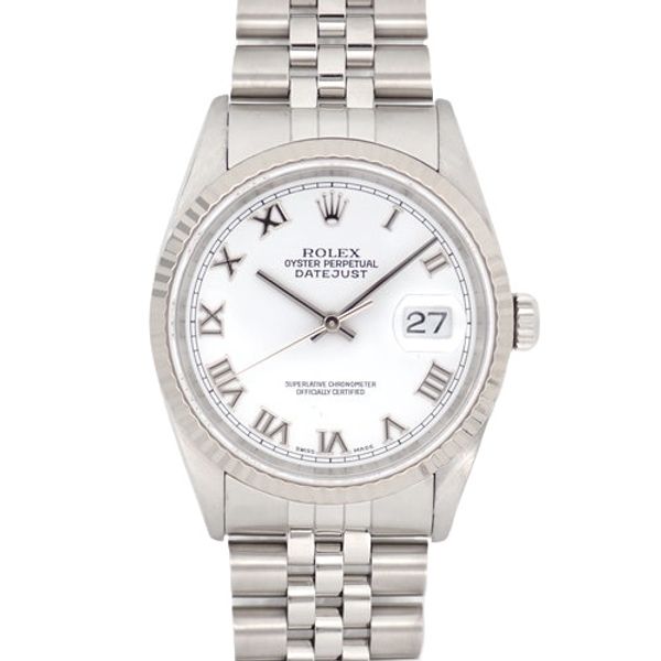Rolex Datejust Automatic Watch Stainless Steel SS White Gold WG Roman ...
