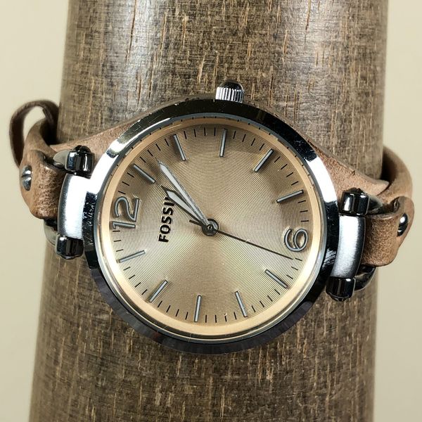Fossil Georgia Women ES-2830 Dress Biege Leather Quartz Analog 32mm ...