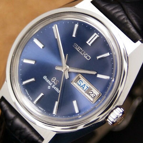 Authentic Grand Seiko Day Date Ref.6146-8000 Blue Dial Automatic Mens ...