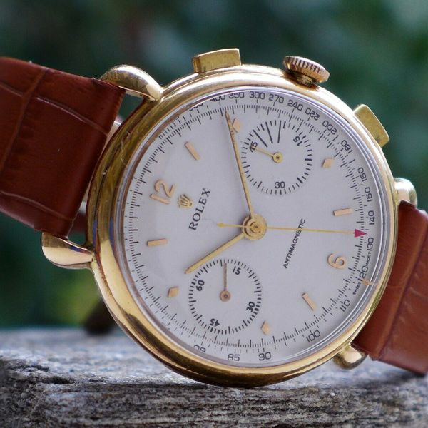 ROLEX CHRONOGRAPH REF. 2508 MODIFIED VALJOUX 22 MOV 18K SOLID GOLD CASE ...
