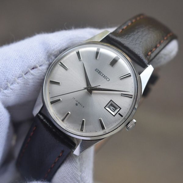 May 1971 Rare Vintage Seiko Date Mechanical Sunburst Dial Leather Dress ...