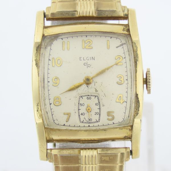 Elgin 17 Jewel Model 554 Menâ s Fancy Vintage YGF Mechanical Wristwatch ...