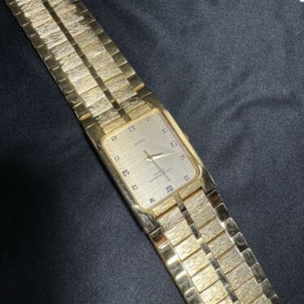 Vintage Seiko Watch Mens Quartz Rectangle Square Gold 18k-5560 R0 SUPER ...