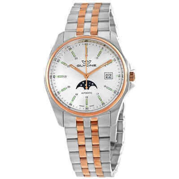 Glycine Combat Classic Moonphase Automatic Silver Dial 40mm Men's Watch ...