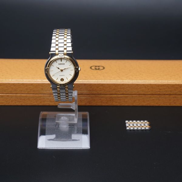GUCCI 9000M Quartz Men's Watch 32mm SS Gold TwoTone Date Box Extra ...