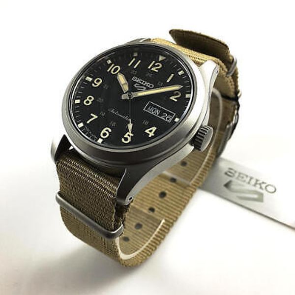 Men's Seiko 5 Diver's Automatic Steel Case Beige Nylon Watch SRPG35 ...