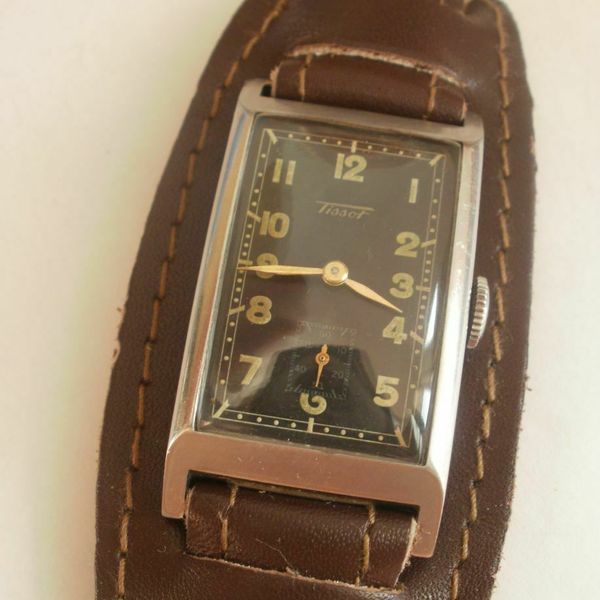 Tissot military men's steel cal.20 rectangular mechanical vintage wrist ...