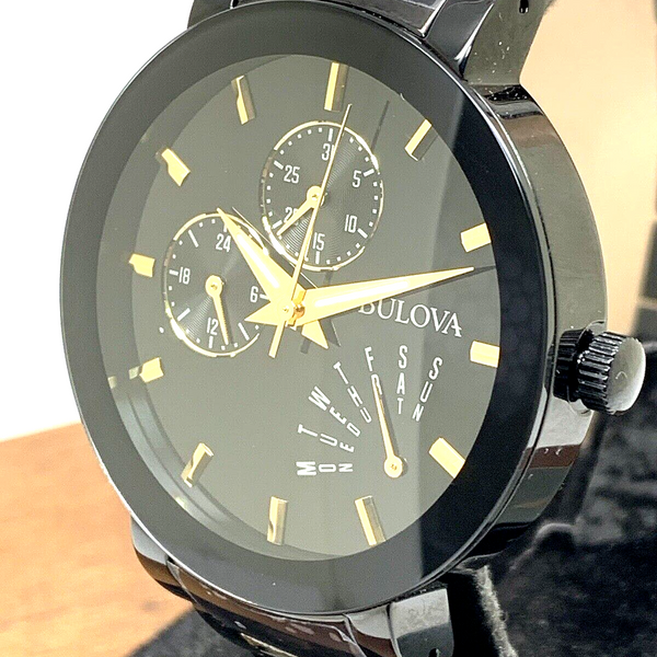 Bulova Men's Watch 98C124 Quartz Two Tone Stainless Steel Gold Black ...